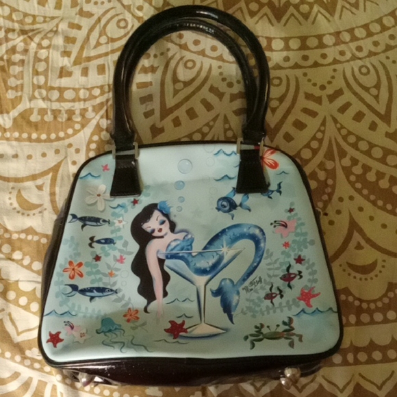 Miss Fluff | Bags | Miss Fluff Mermaid Ocean Print Handbag Black ...
